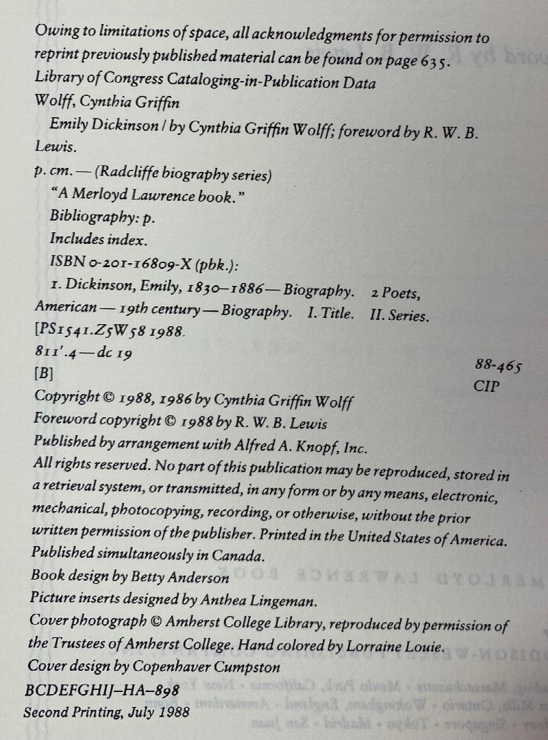 Emily Dickinson (Radcliffe Biography Series)